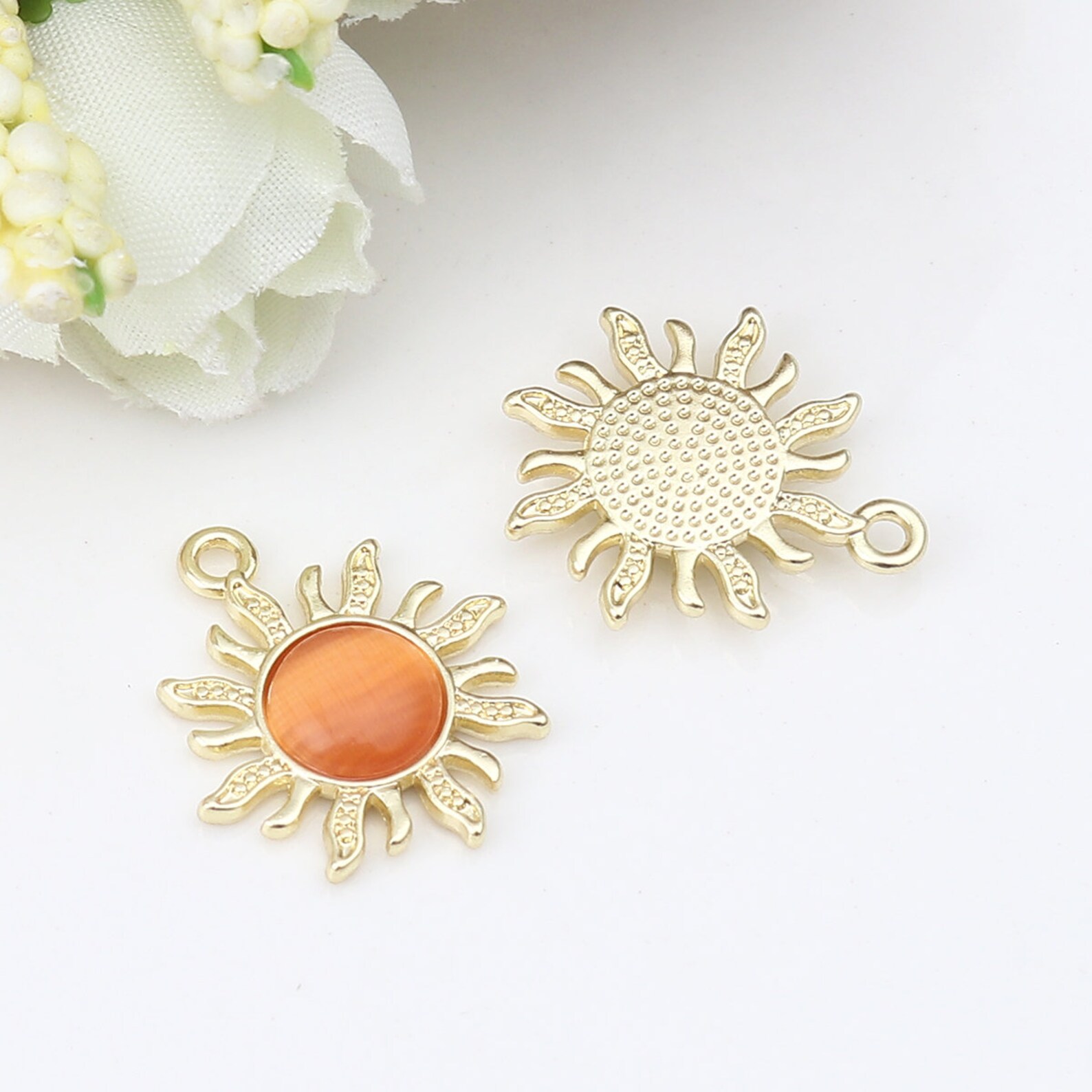 5pc Pkgs Sun Charms Gold Plated Sun Charms Bulk Sun Charms - Etsy