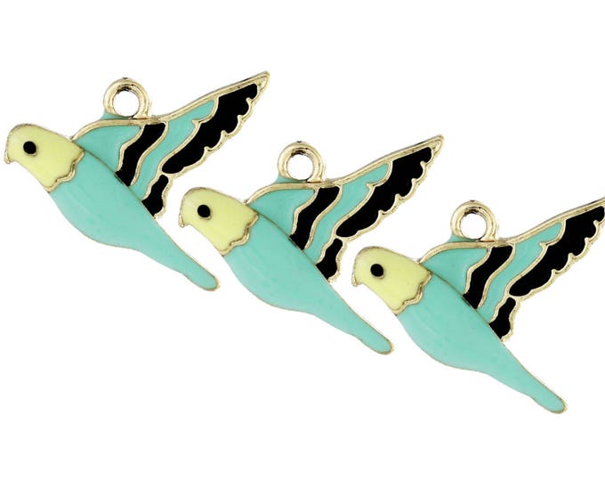 3pc Pkgs Parrot Charms - Gold Plated and Enamel - Tropical Bird Charm ...