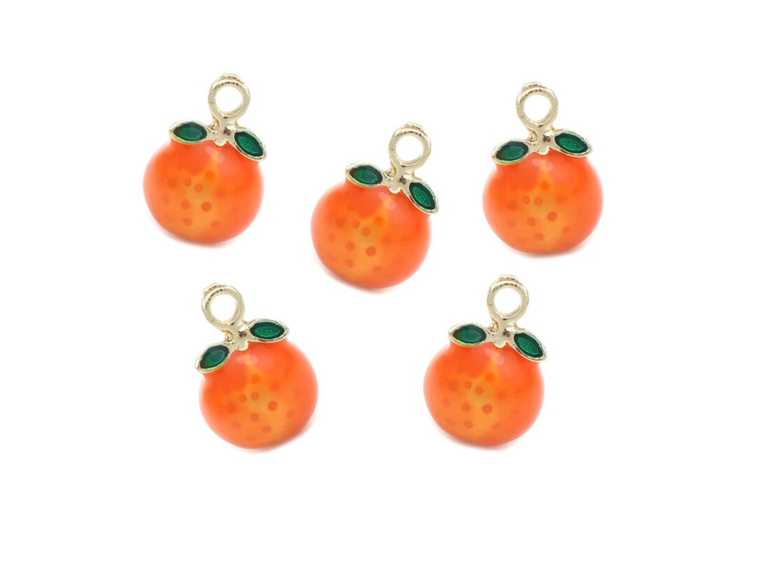 Orange Enamel Fruit Charms, Gold Tone Citrus Charms, 13x9mm (SP0254196 ...