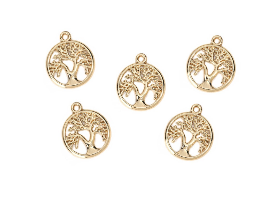 5pc Pkgs Small Round Gold Tree Charms, Tree of Life Charms, 19x16mm ...