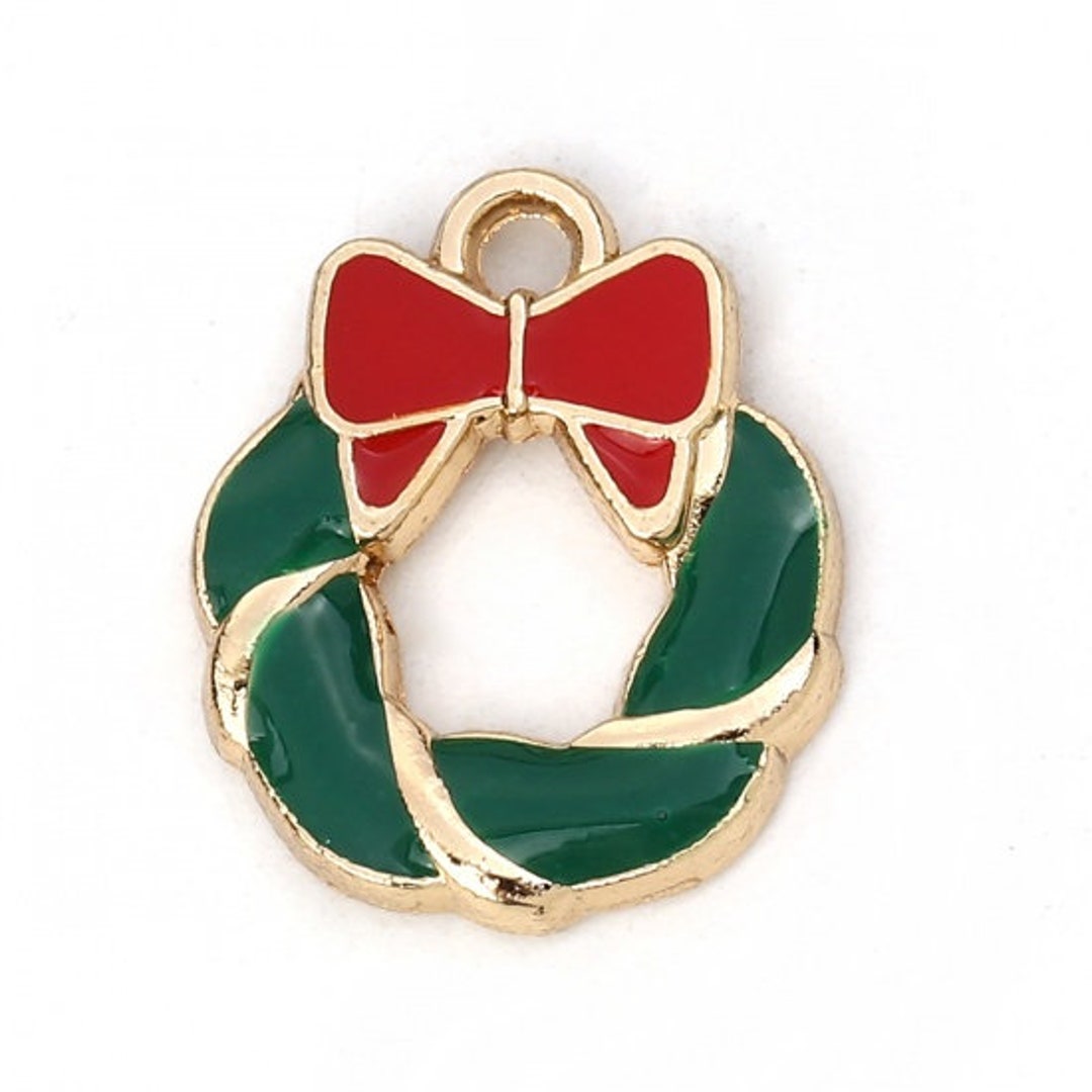 10pc Pkgs Wreath Charms Christmas Wreath Charms Red Green - Etsy