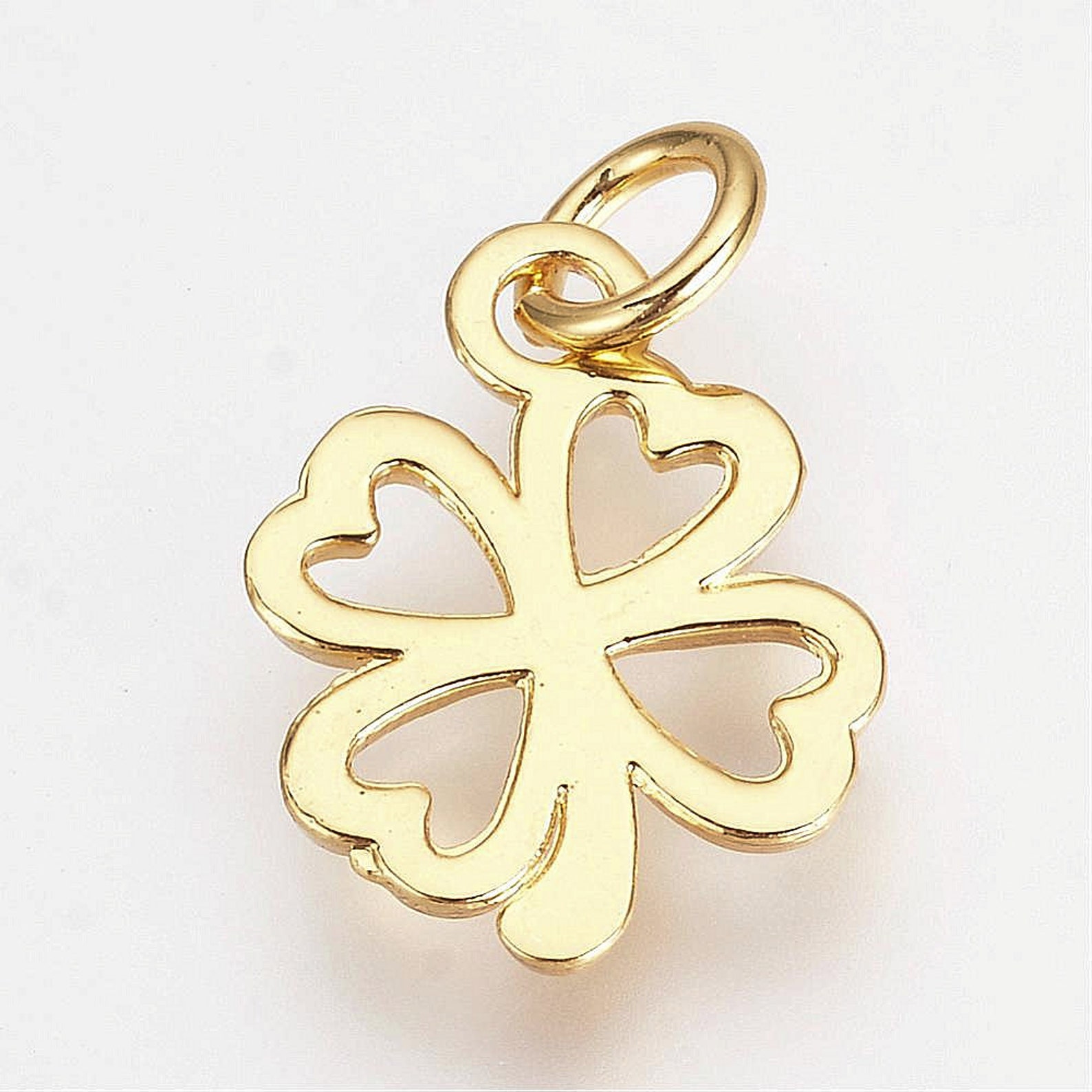 5pc or 10pc Pkgs Golden Shamrock Charms With Attached Jump - Etsy