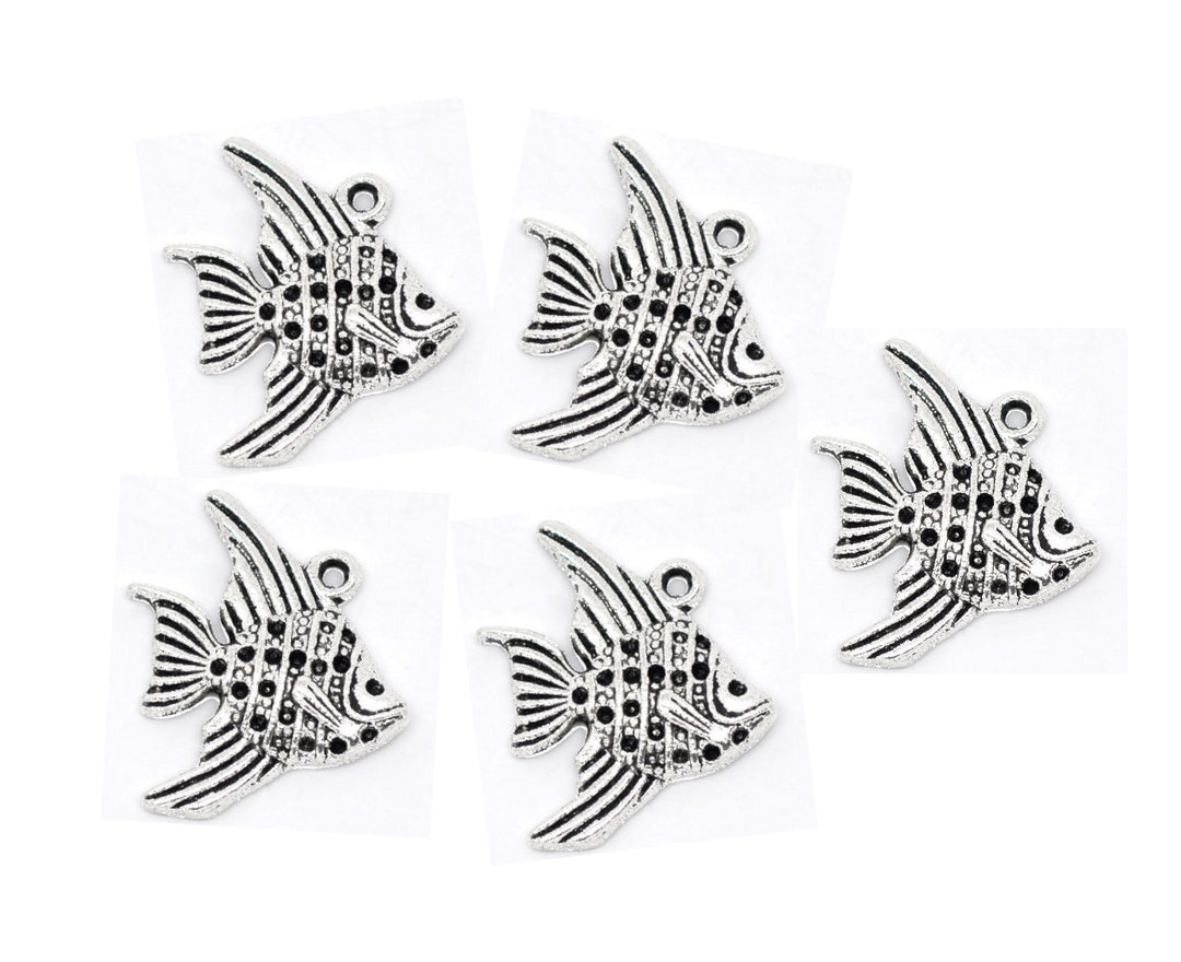 5pc Pkgs Silver Fish Charms Tropical Fish Charm Bulk Fish - Etsy