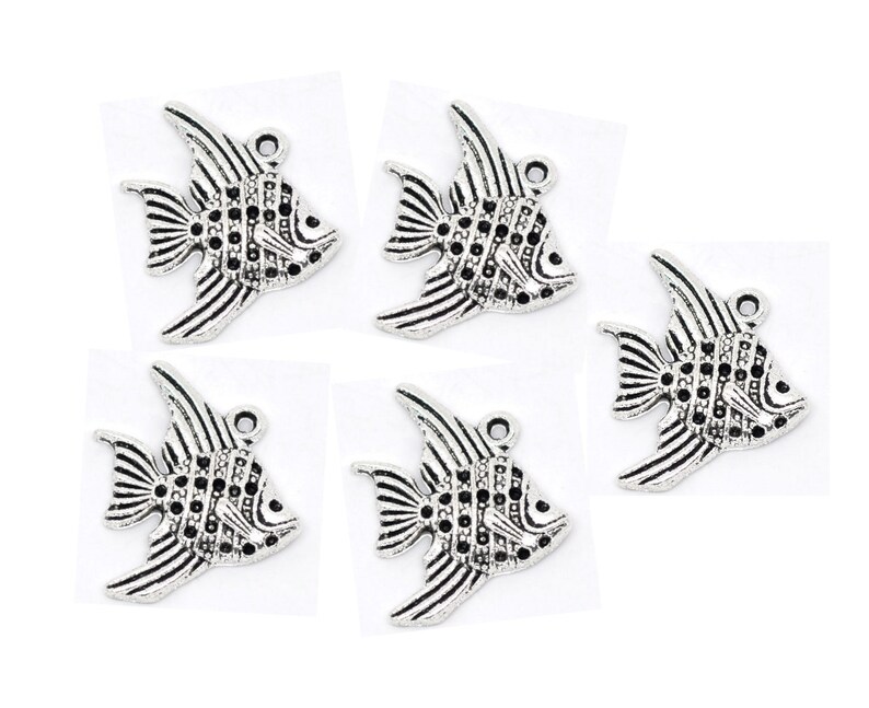 5pc Pkgs Silver Fish Charms Tropical Fish Charm Bulk Fish - Etsy
