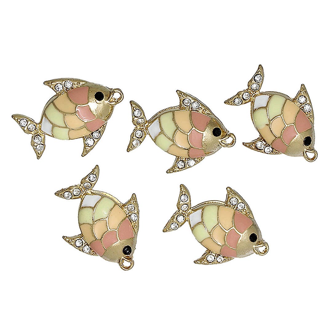 Tropical Fish Charms Gold Plated, Enamel and Rhinestone, Fish Charms ...