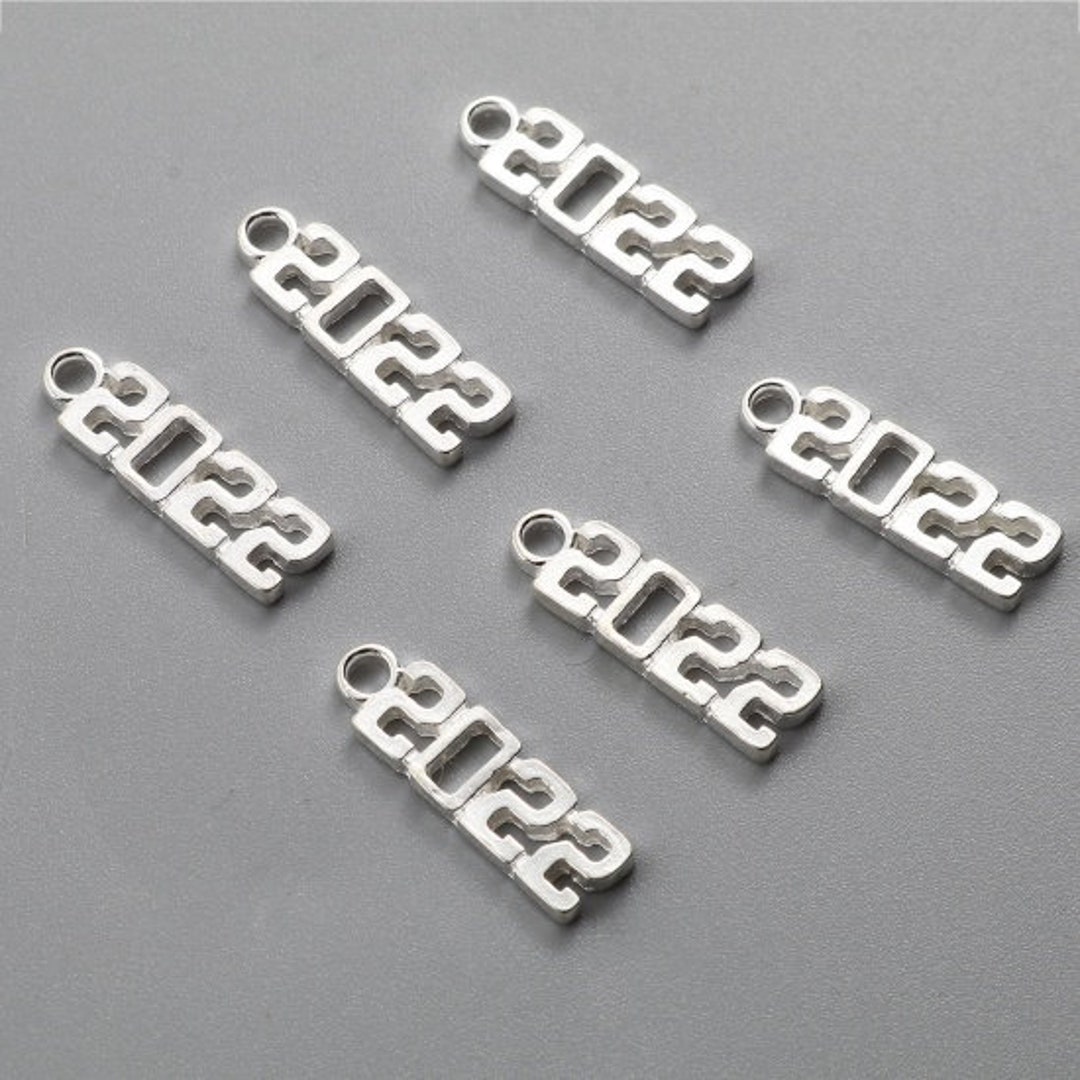 40pc Pkg Small 2022 Charms Year Charms Silver Plated 2022 Charms 2022 ...