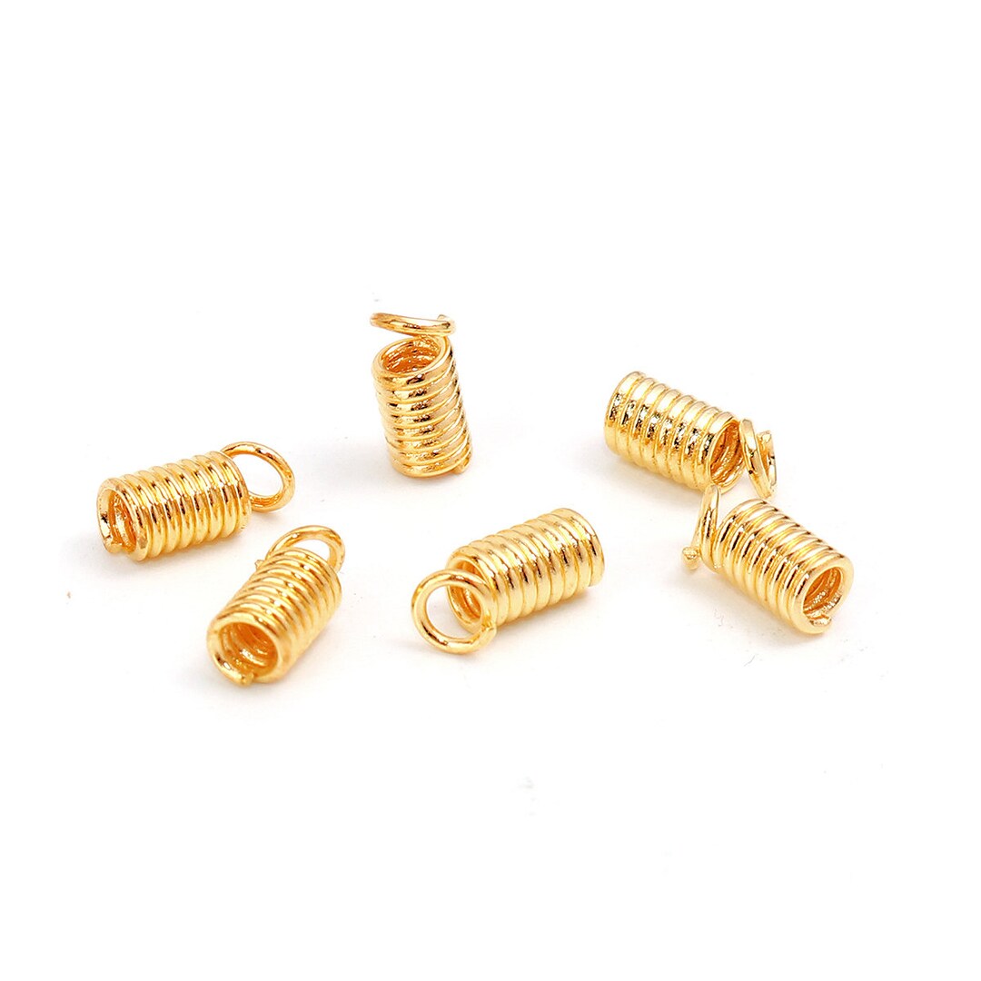 50pc Gold Plated Cord Coil Spring Ends: 2mm Cord Jewelry Findings ...