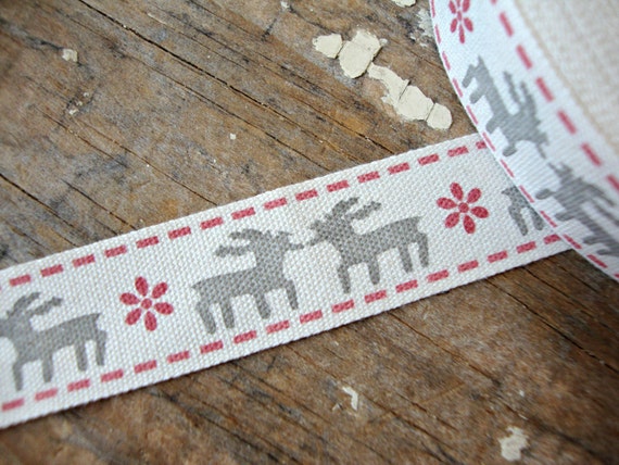 Scandinavian Reindeer Cotton Ribbon | Etsy