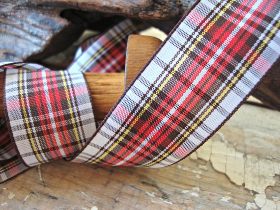 Harvest Plaid Ribbon in Brown Red and Yellow | Etsy