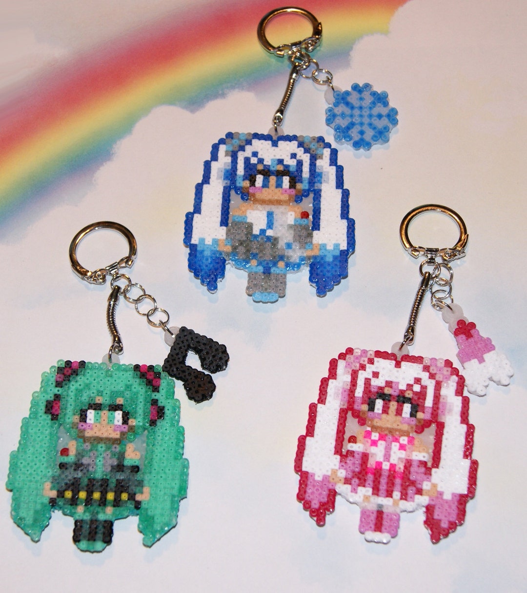Hatsune Miku Keychains With Charm, Sakura Miku, Snow Miku - Etsy