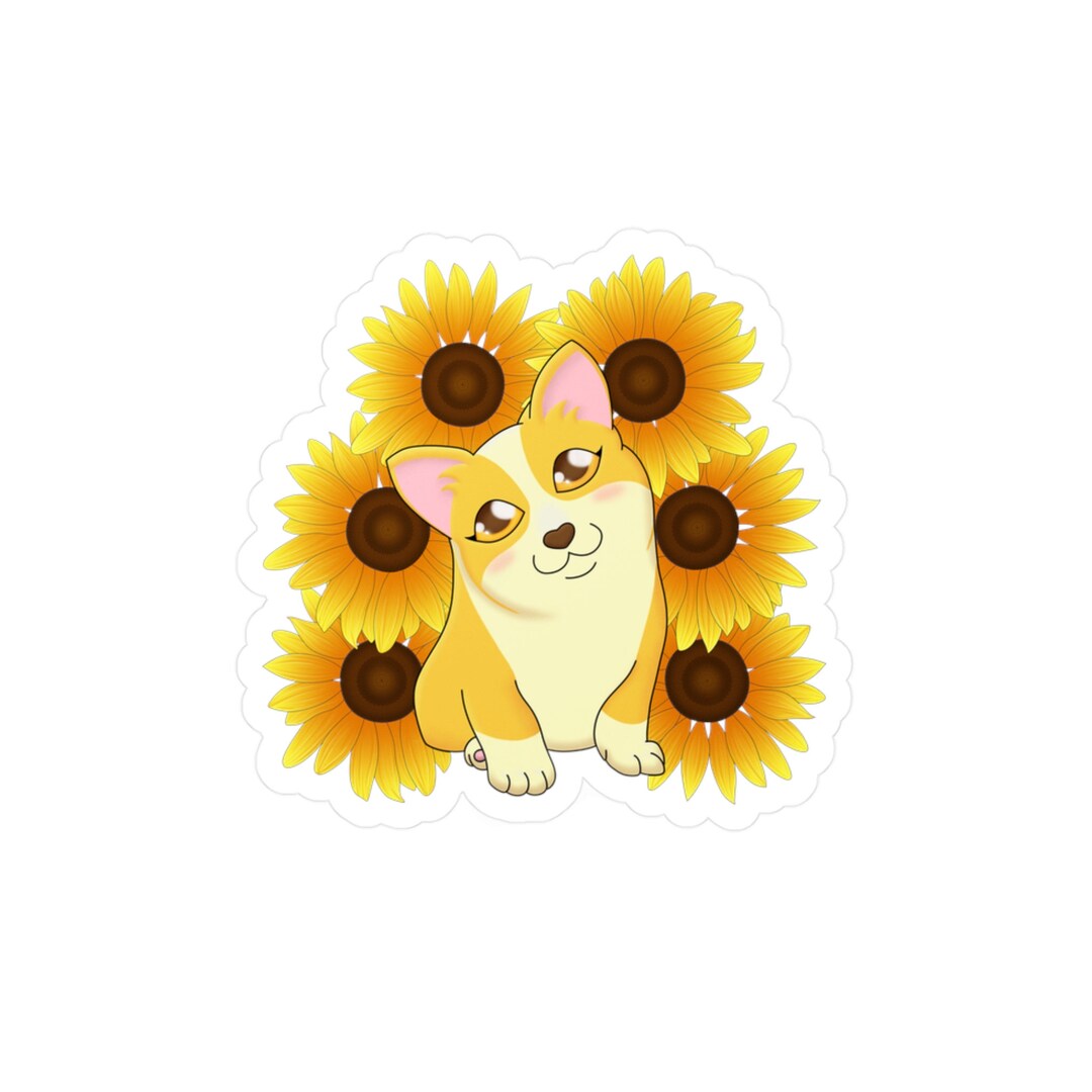 Sunflower the Corgi Vinyl Sticker Uv/water/scratch Resistant - Etsy