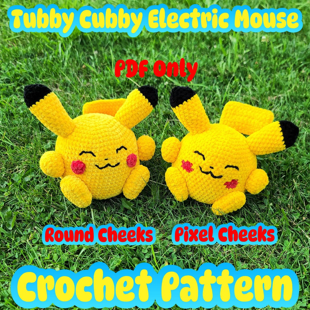 Pikachu Inspired Tubby Cubby Electric Mouse Crochet Pattern Stuffed ...