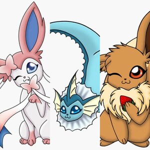 Cute Sylveon, Vaporeon, and Eevee Stickers Pokemon - Etsy