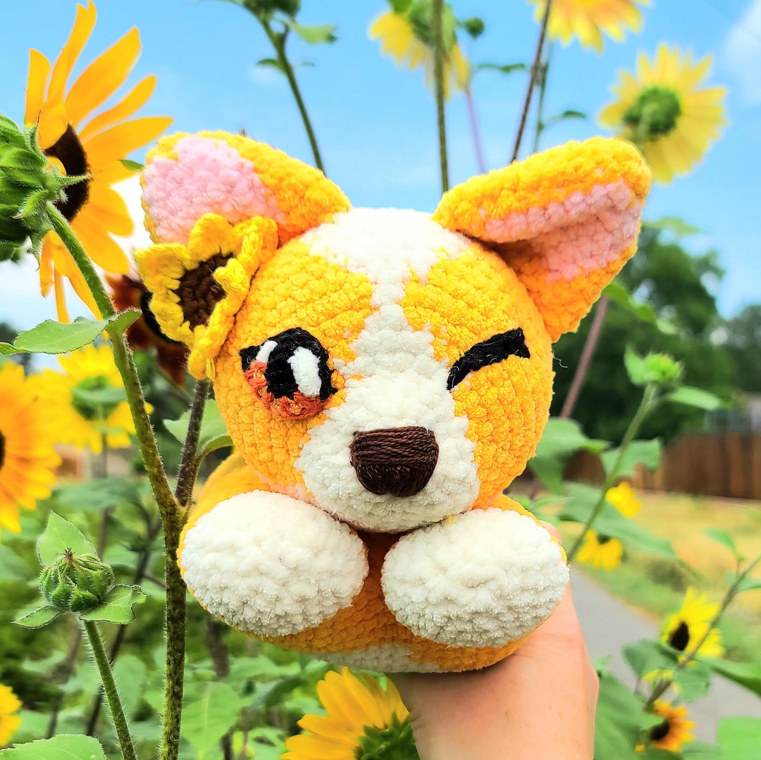 Sunflower the Corgi Crochet Amigurumi Plushie Stuffed Animal - Etsy
