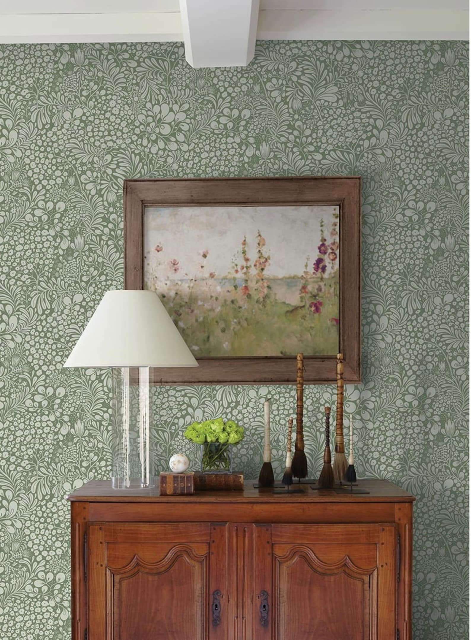 Siv Dark Green Botanical Wallpaper 65125 - Etsy