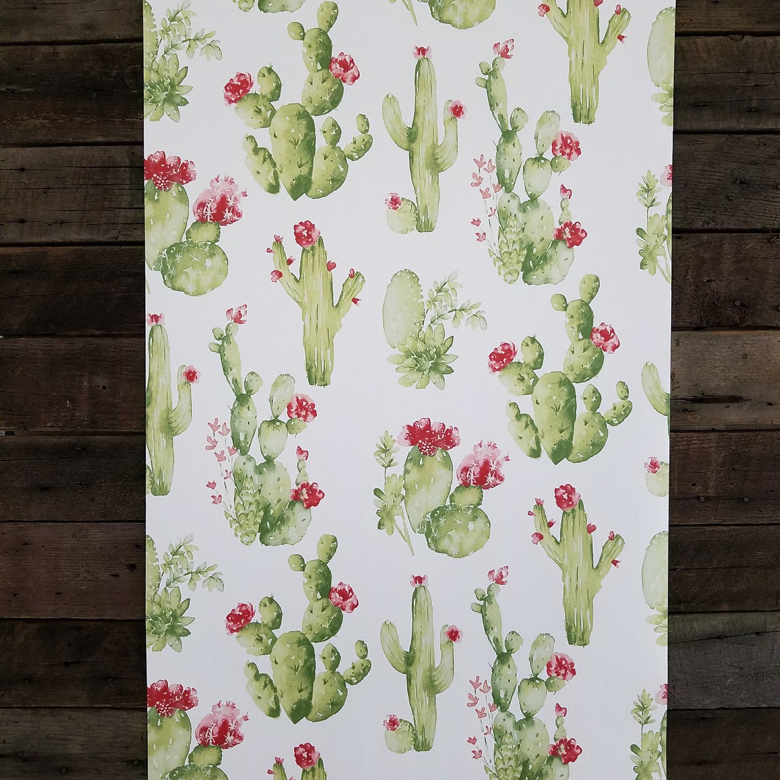 Watercolor Boho Cactus Green Pink White Contemporary Botanical | Etsy