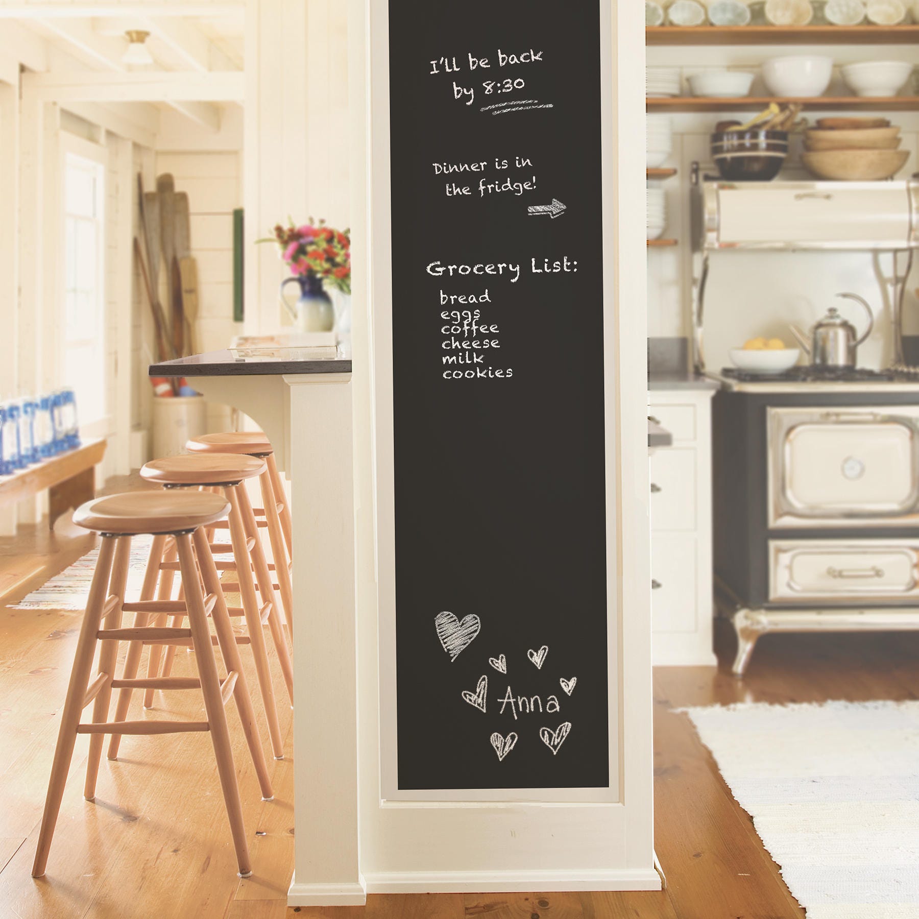Peel and Stick Vintage Farmhouse DIY Chalkboard Black Wallpaper NU2220 ...