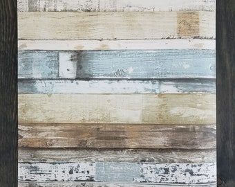 Weathered Coastal Plank Wallpaper Rustic Country Blue Distressed ...