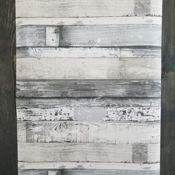 Weathered Beach Wood Weathered Wood Plank Panel Wallpaper For The
