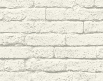 Prepasted White Brick Wallpaper - Etsy