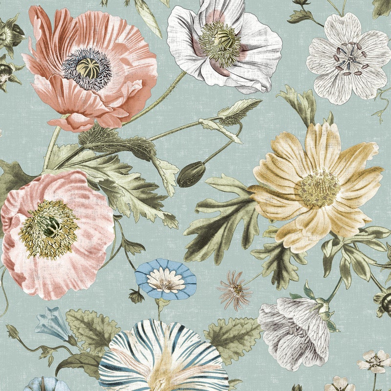 Pink Poppies Wallpaper - Etsy