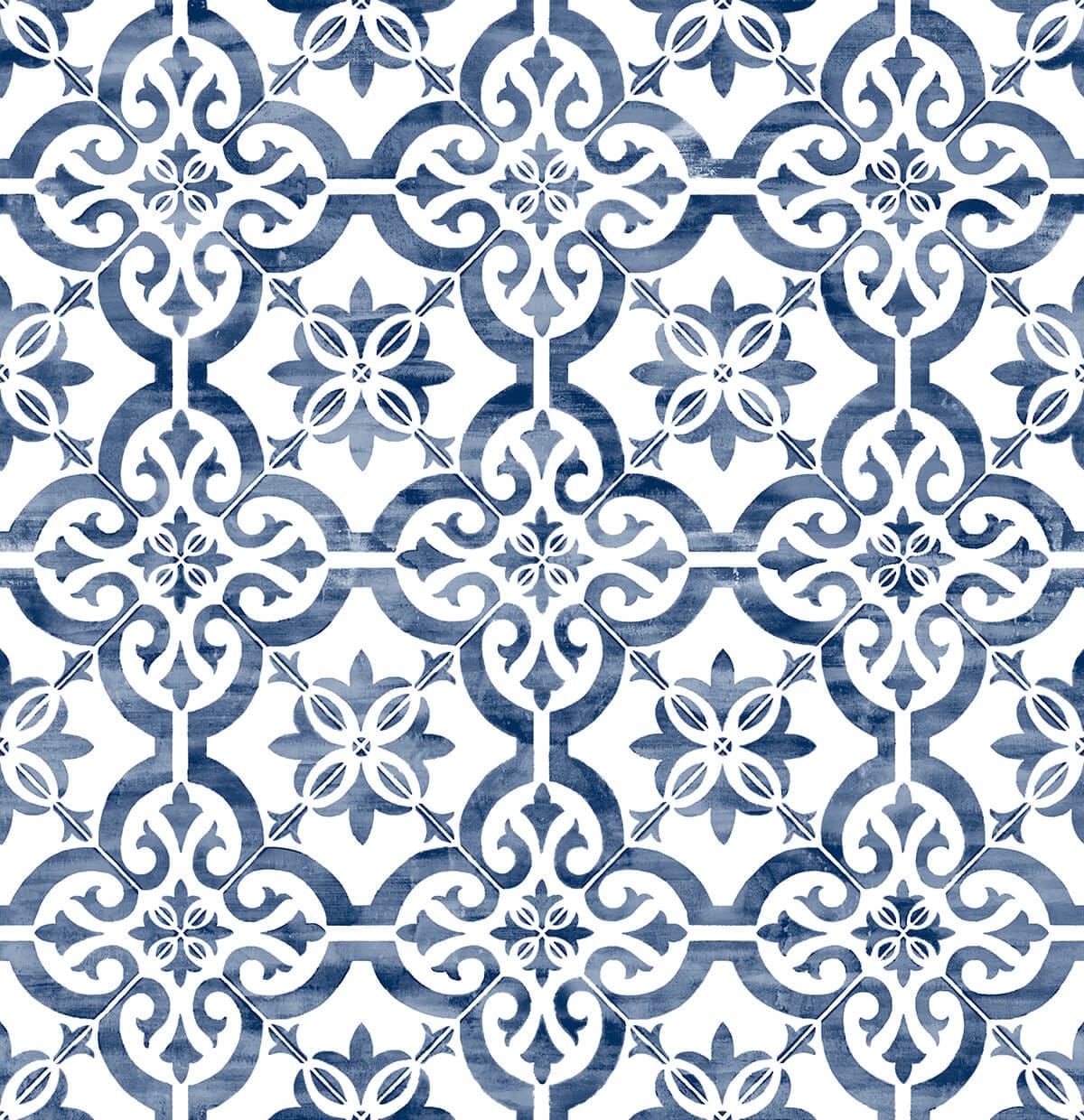 Nextwall Porto Moroccan Blue and White Patina Backsplash Tile Wallpaper ...