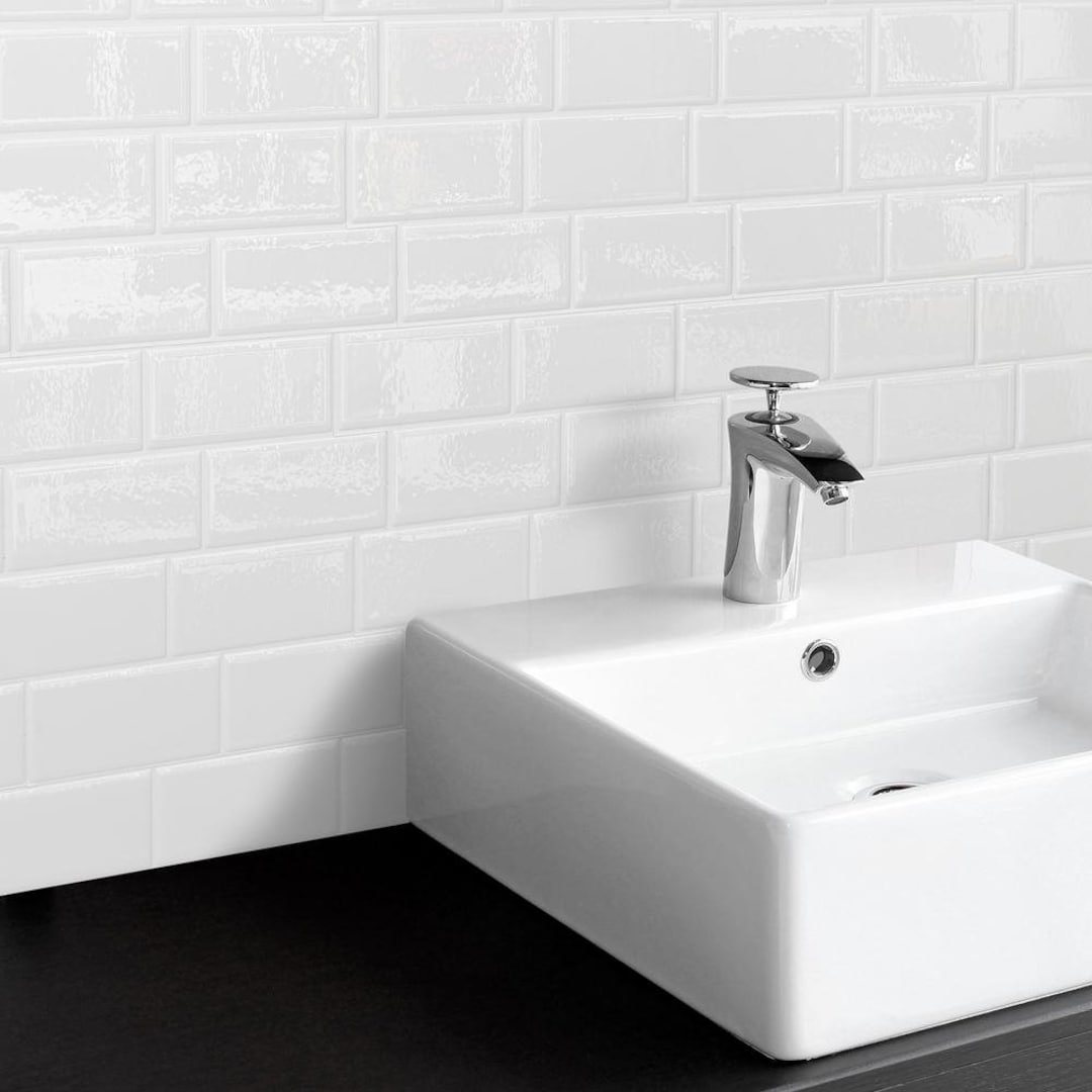 Smart Tiles Metro Blanco White Subway Peel and Stick Tile Backsplash ...