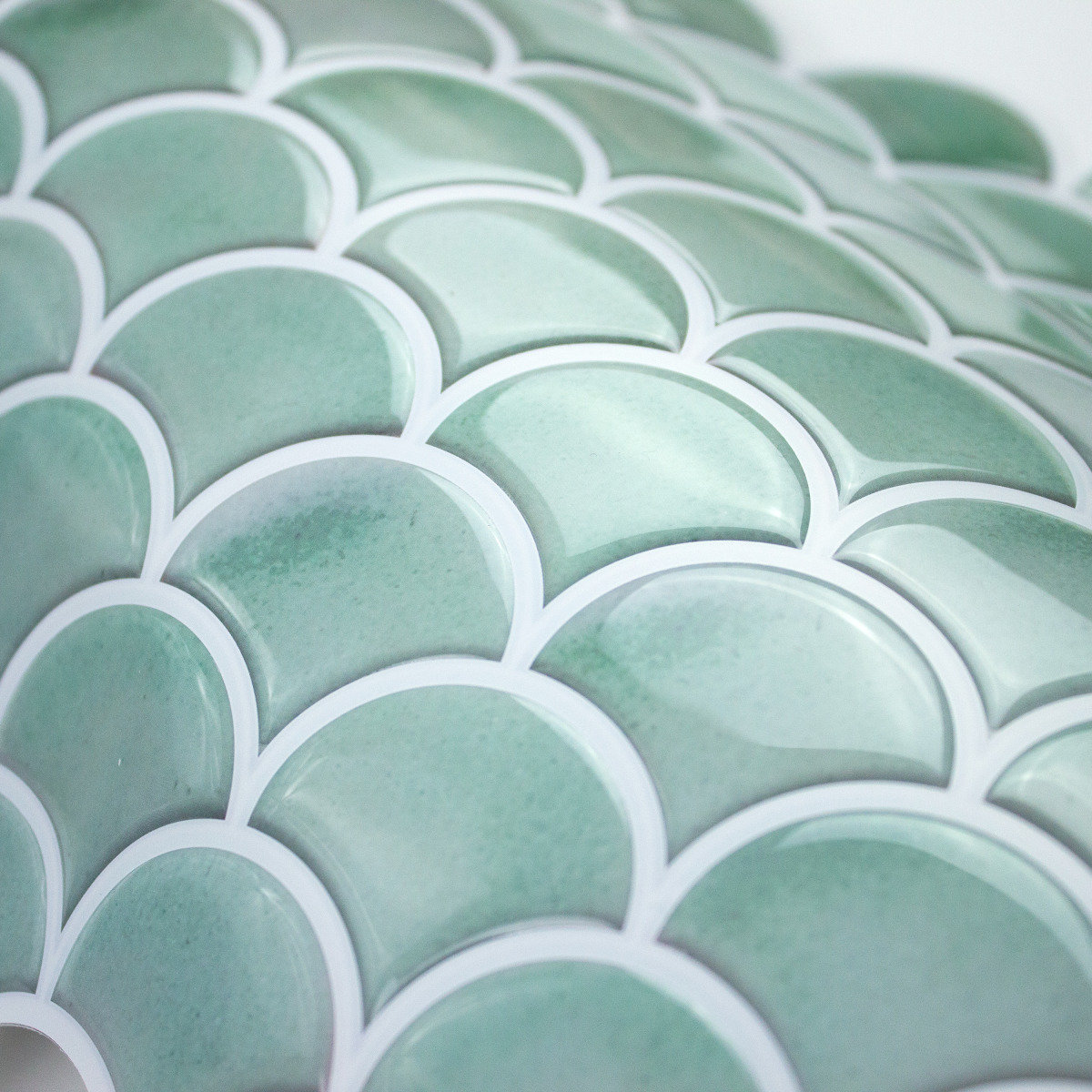 Mid Century Modern Aqua Scallop Peel and Stick Tile Backslash DIY ...