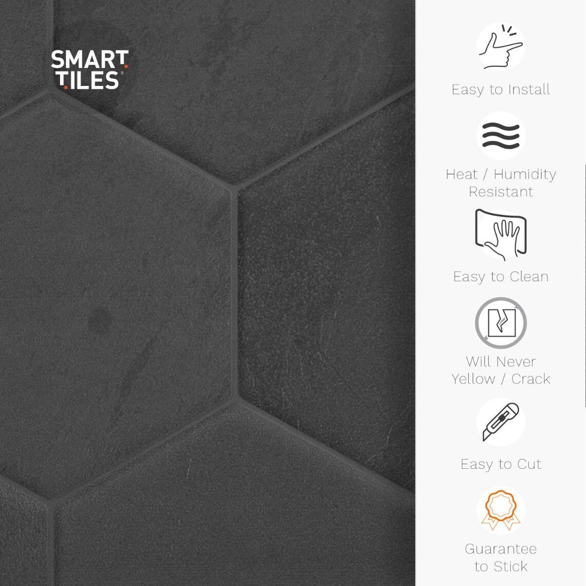 Smart Tiles Matte Black Walton Hex Peel and Stick Tile - Etsy