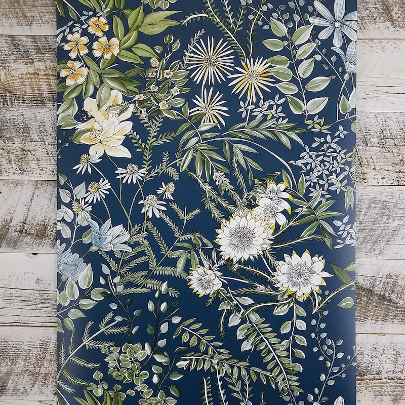 Green Wallpaper With Blue - Etsy