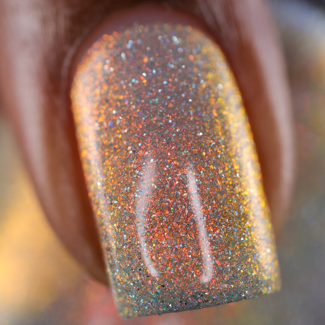 Regret Nothing Orange Gold Shimmer Silver Reflective Nail Polish ...