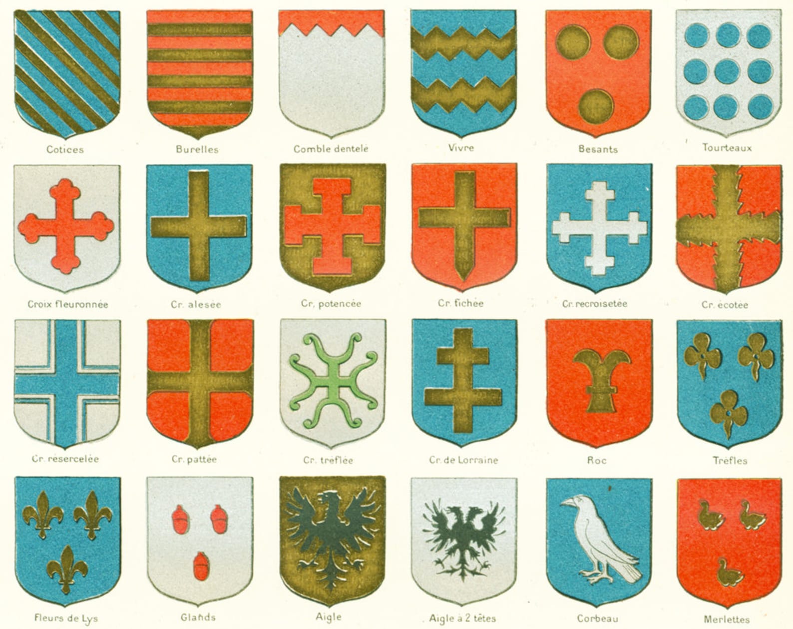 1897 French Coat of Arms - Blasons of the Nobility - Antique Print ...