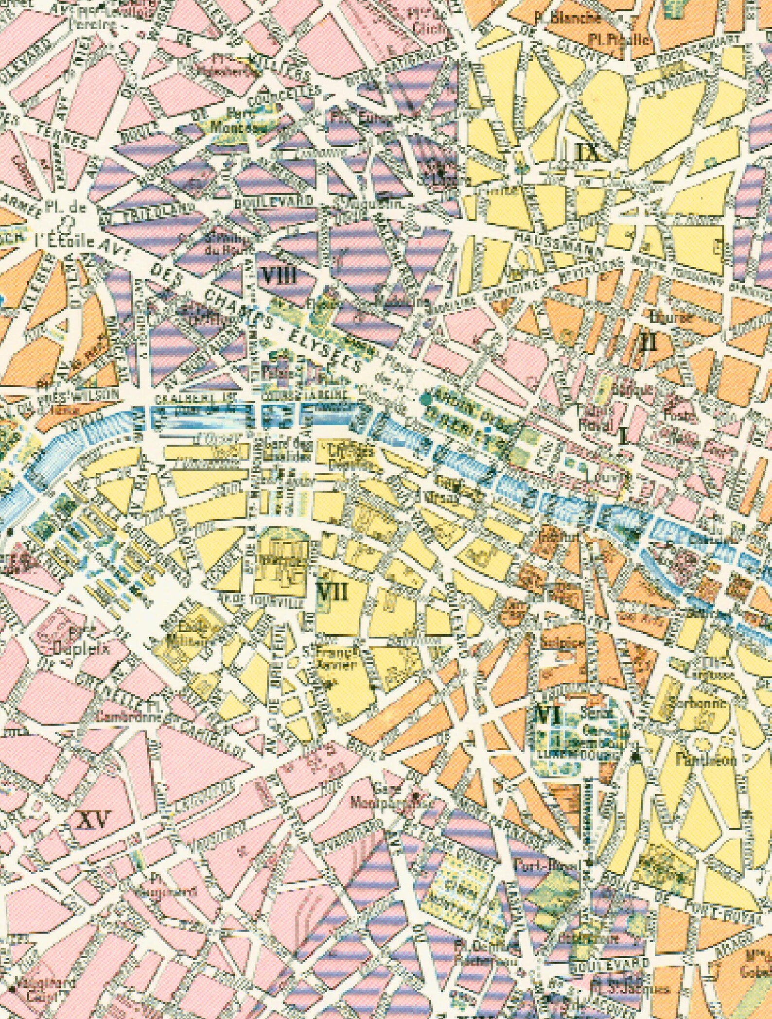1933 Antique Paris Map, Districts of Paris, Souvenir of France ...