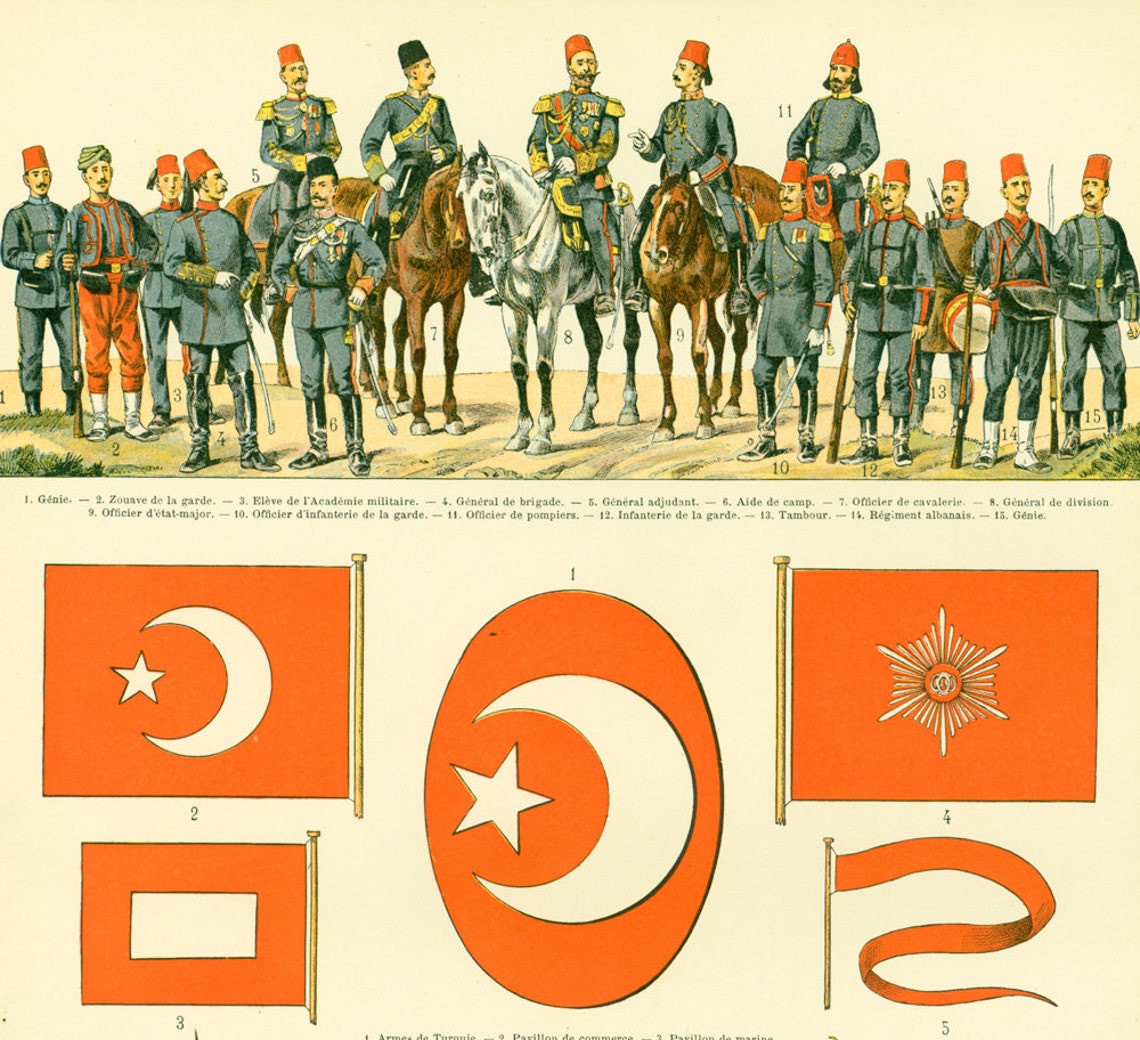 1897 Ottoman Empire Uniforms Flags Turkey Turkish Army - Etsy Canada