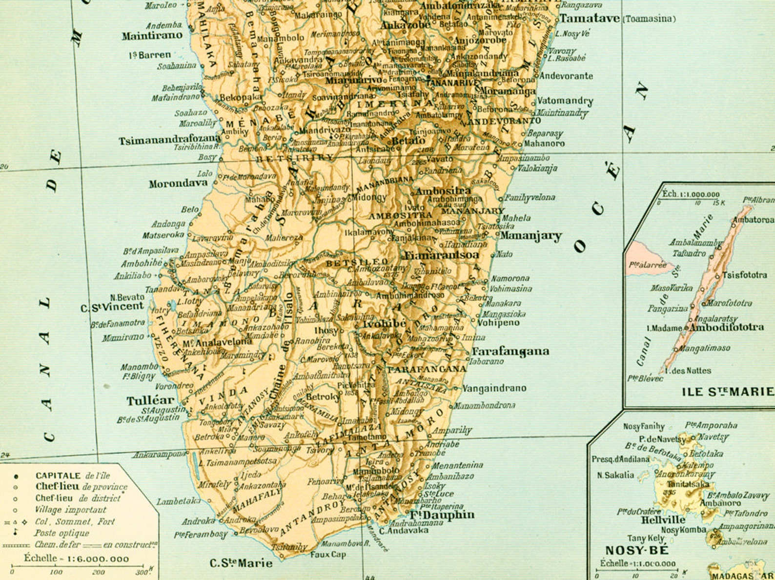 1897 Map of Madagascar, Africa Original Vintage Print, Antique Larousse ...