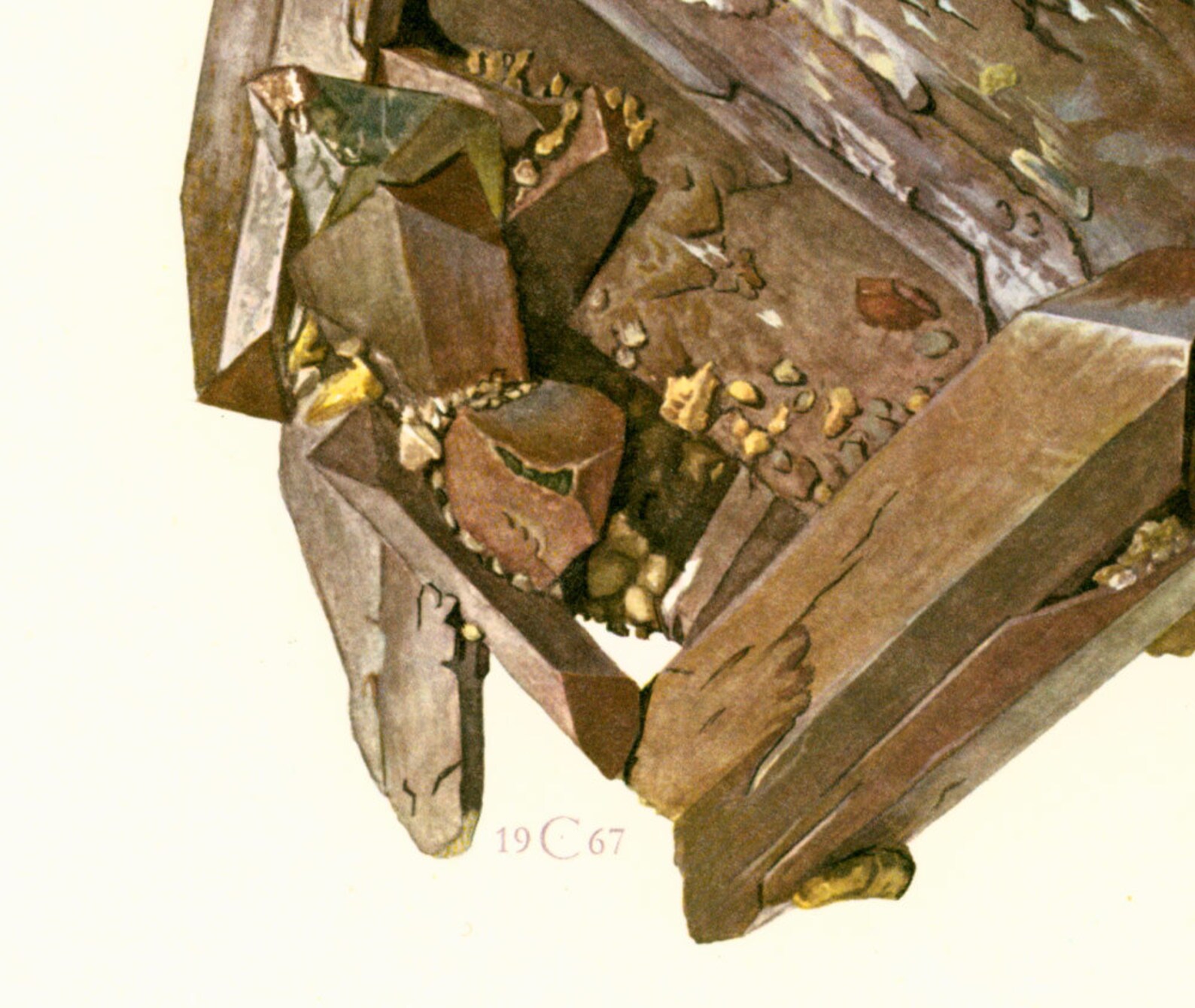 1970 Baryte Barite Crystals Print. Vintage Geology Illustration. - Etsy