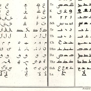1745 Alphabets Classical Arabic Language Antique Print From 18th ...