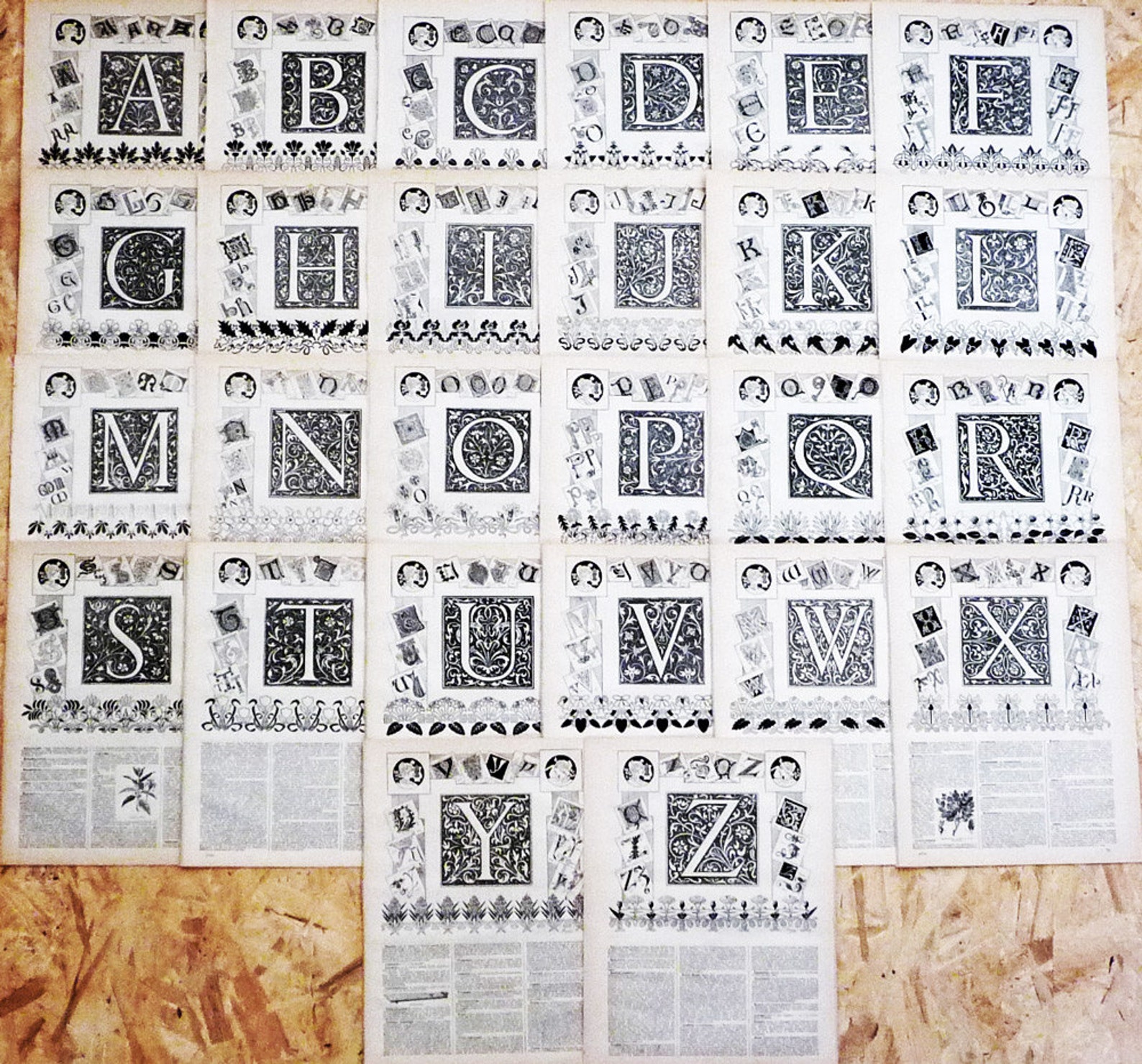 1897 Alphabet complet 26 Lettres. Ancienne Police de caractère ...