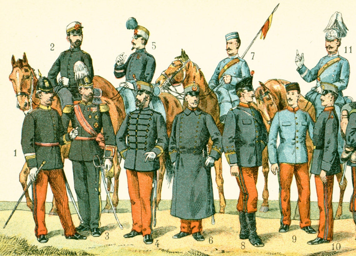 1897 Spain Spanish Uniforms Flags Army Map Antique Print - Etsy