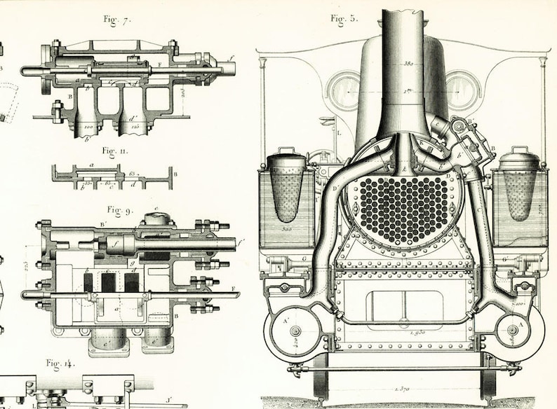 1879 Vintage Steam Locomotives Compound Poster Classic Steam | Etsy