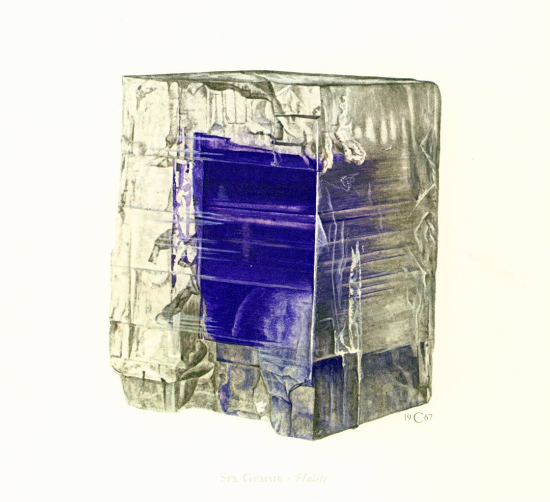1970 Vintage Rock Salt Illustration. Halite. Antique Earth - Etsy