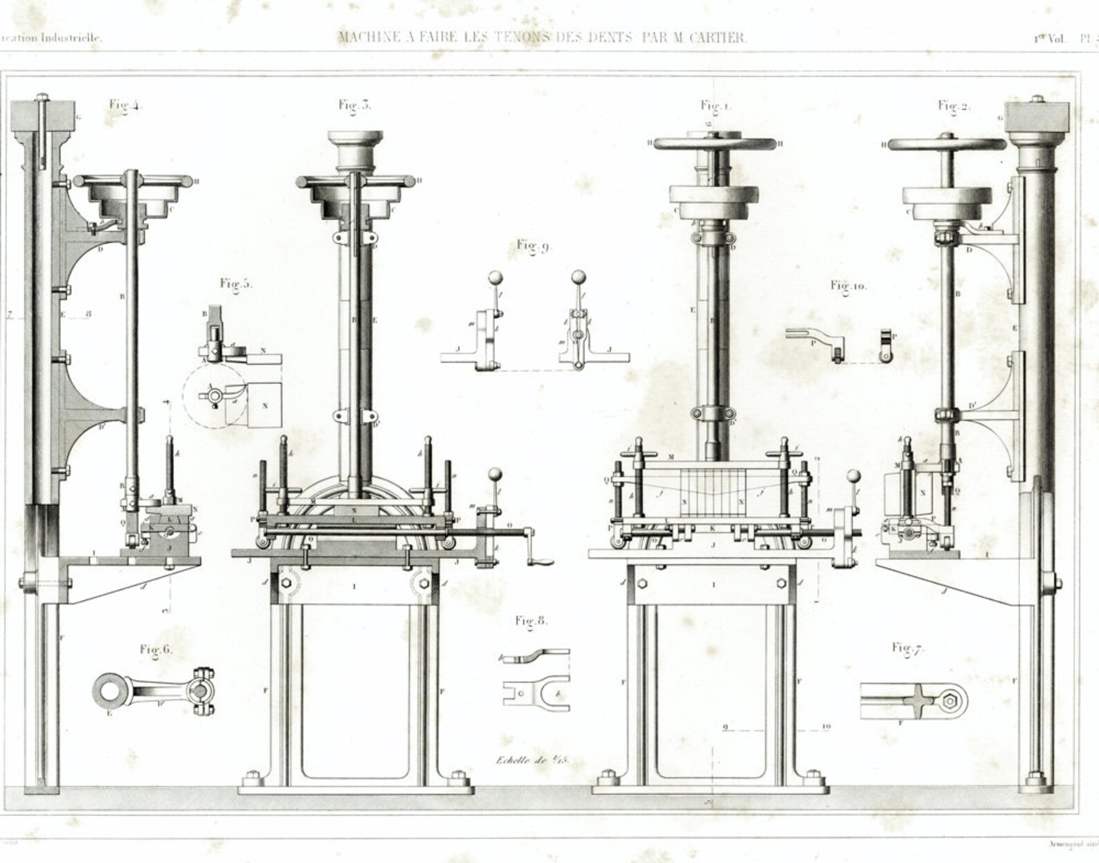 1843 Antique Woodworking Wood Shaper Machine Patent Print Lumber Mill ...