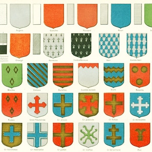 1897 French Coat of Arms - Blasons of the Nobility - Antique Print ...