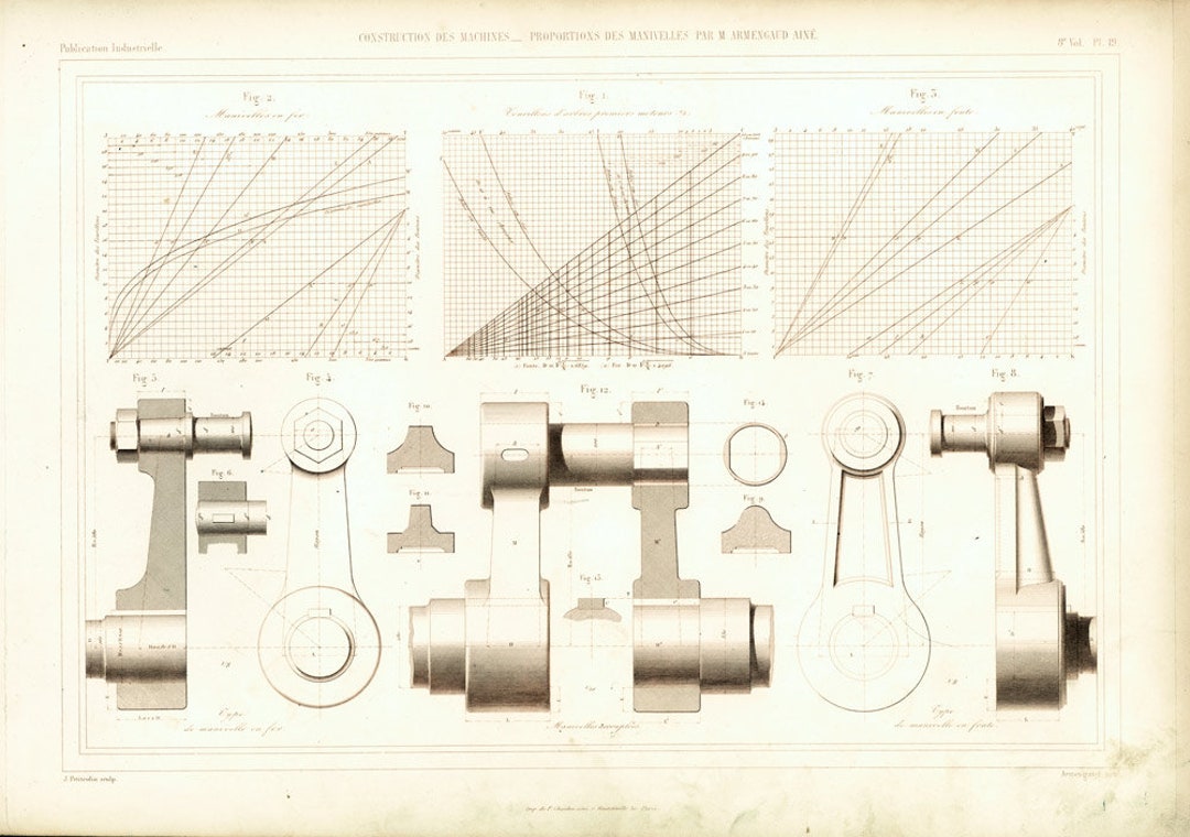 1853 Antique Crank Mechanism Machine Patent Print Engineering Gift 140 ...