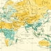 1897 Antique Climate Map. Rainfall in the World. Larousse Print Large ...
