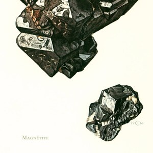 1970 Vintage Magnetite Illustration. Oxide of Iron Mineral Prints ...