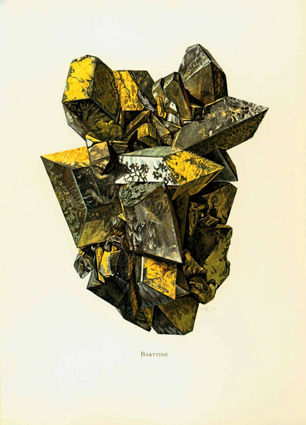 1970 Baryte Barite Crystals Print. Minerals Wall Art. Vintage - Etsy