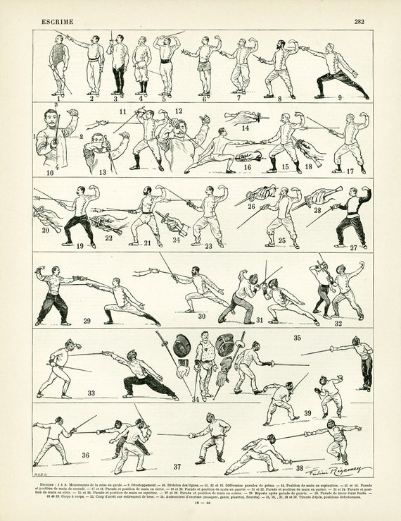 Art & Collectibles antique French fencing certificate illustrated with ...