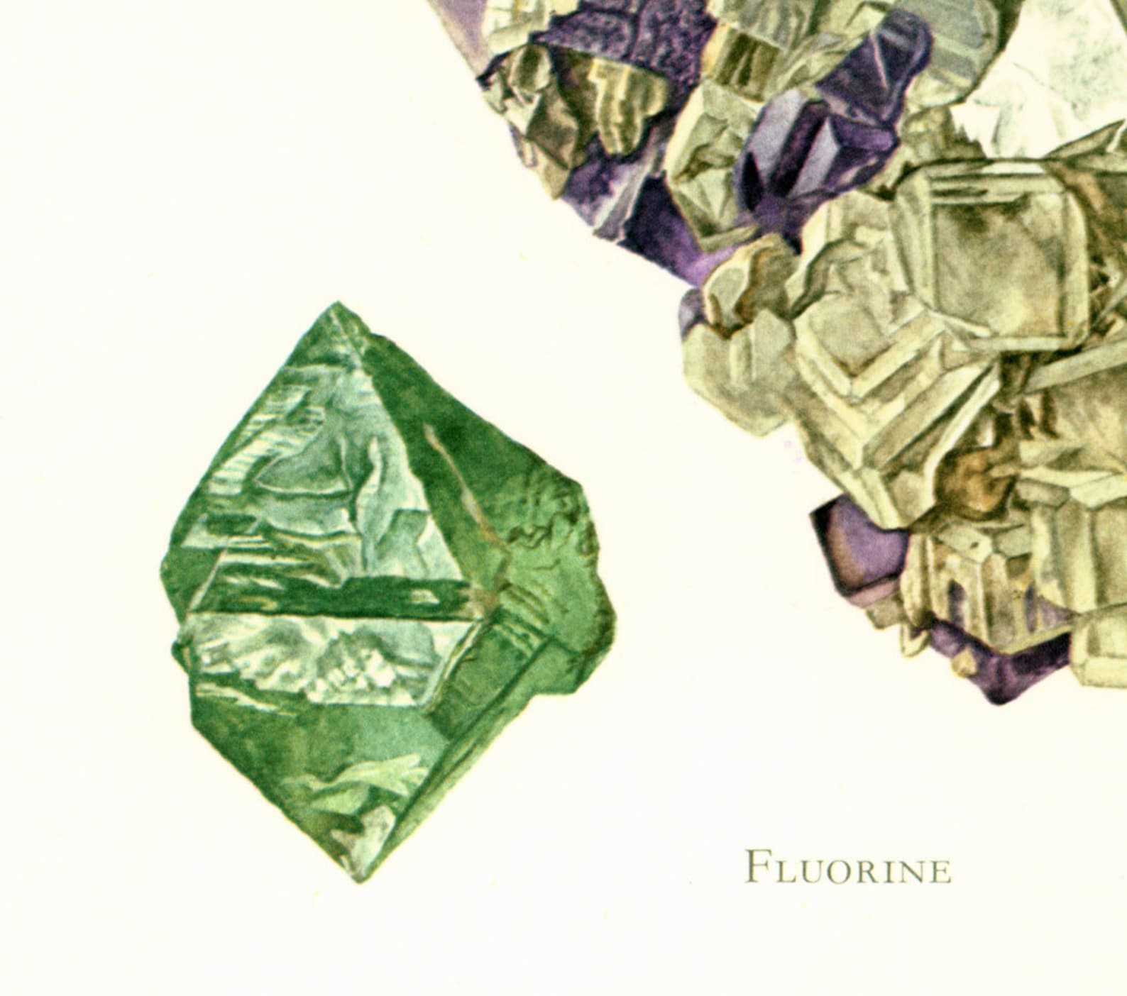 1970 Vintage Fluorite Illustration. Purple Crystals. Rocks | Etsy