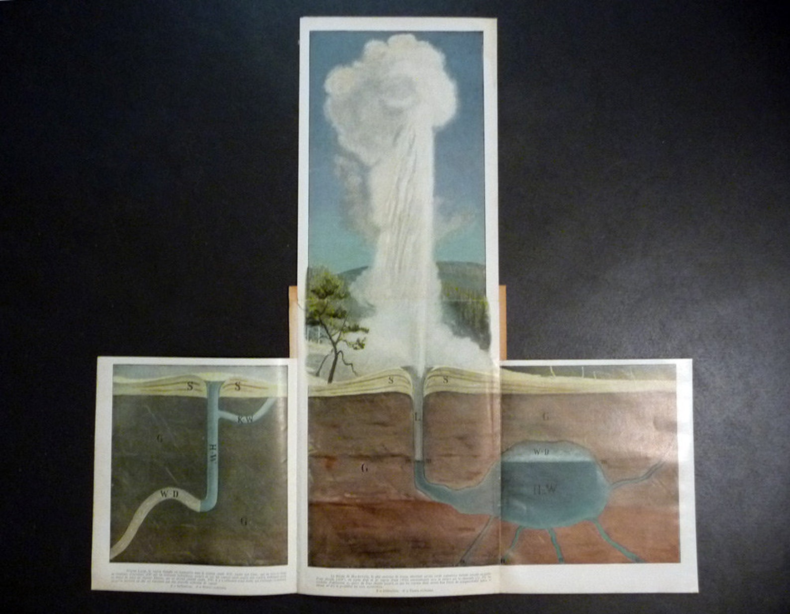 1908 Antique Explosion Geyser Pop up Internal Geyser Structure ...